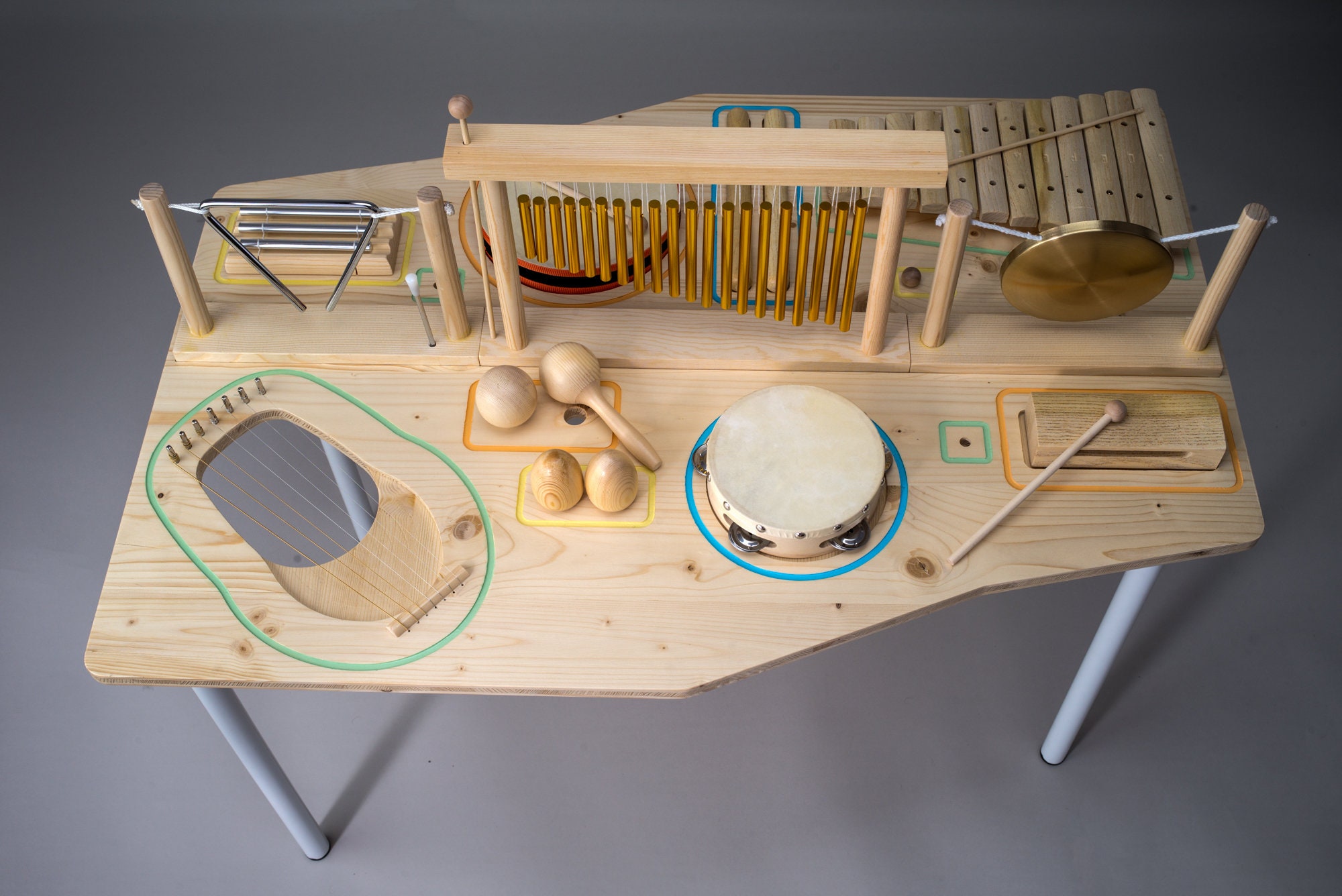 Wooden Music Instruments on Table for Kids, Educational Kids ...