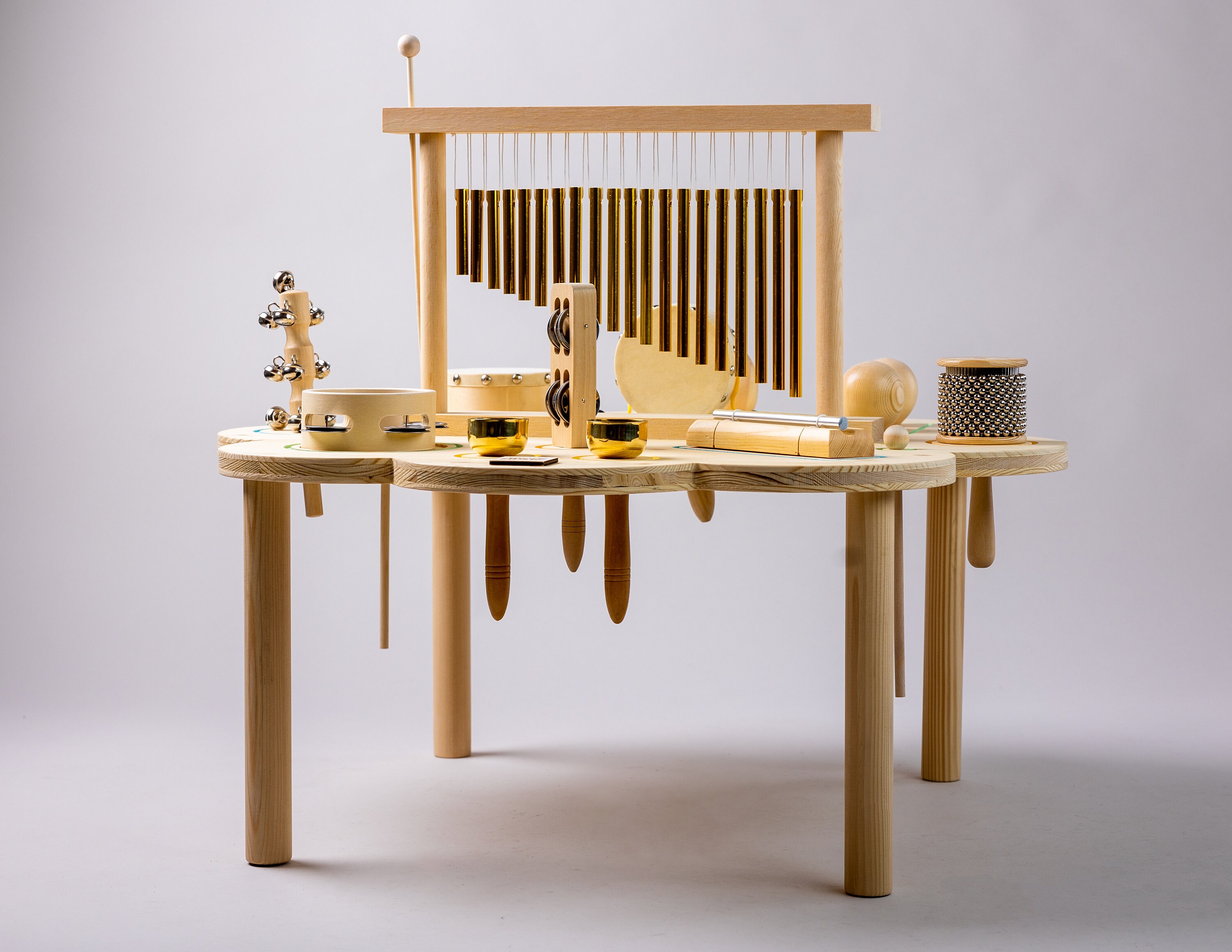 Music Instrumets for Children on Wooden Music Table Percussion ...