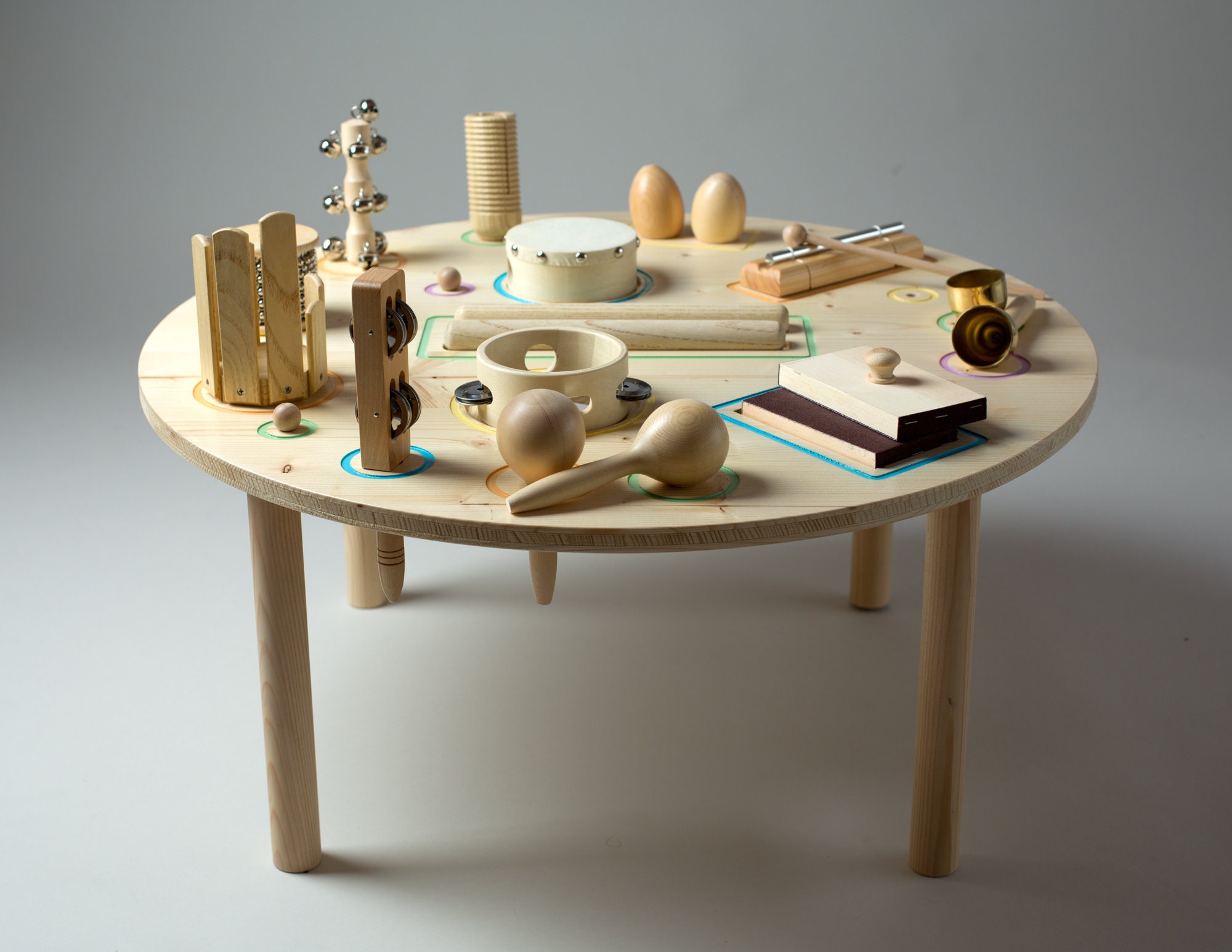 Percussion instruments on Round Table Eco friendly Wooden | Etsy