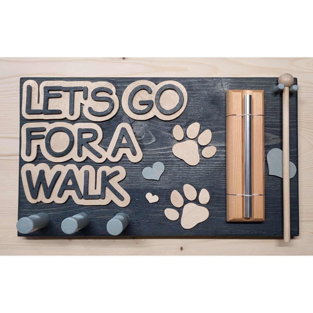 Wooden Dog Sign "let's Go for a Walk" With Bell, Leash Hanger - Etsy