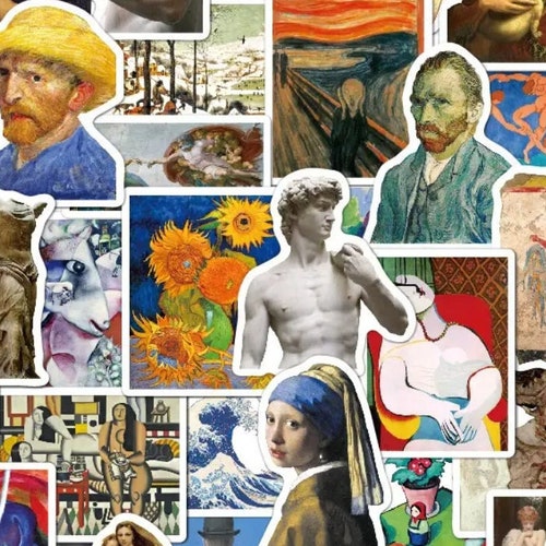 Set of 50 Stickers Theme Art Famous Paintings Works Van - Etsy Ireland