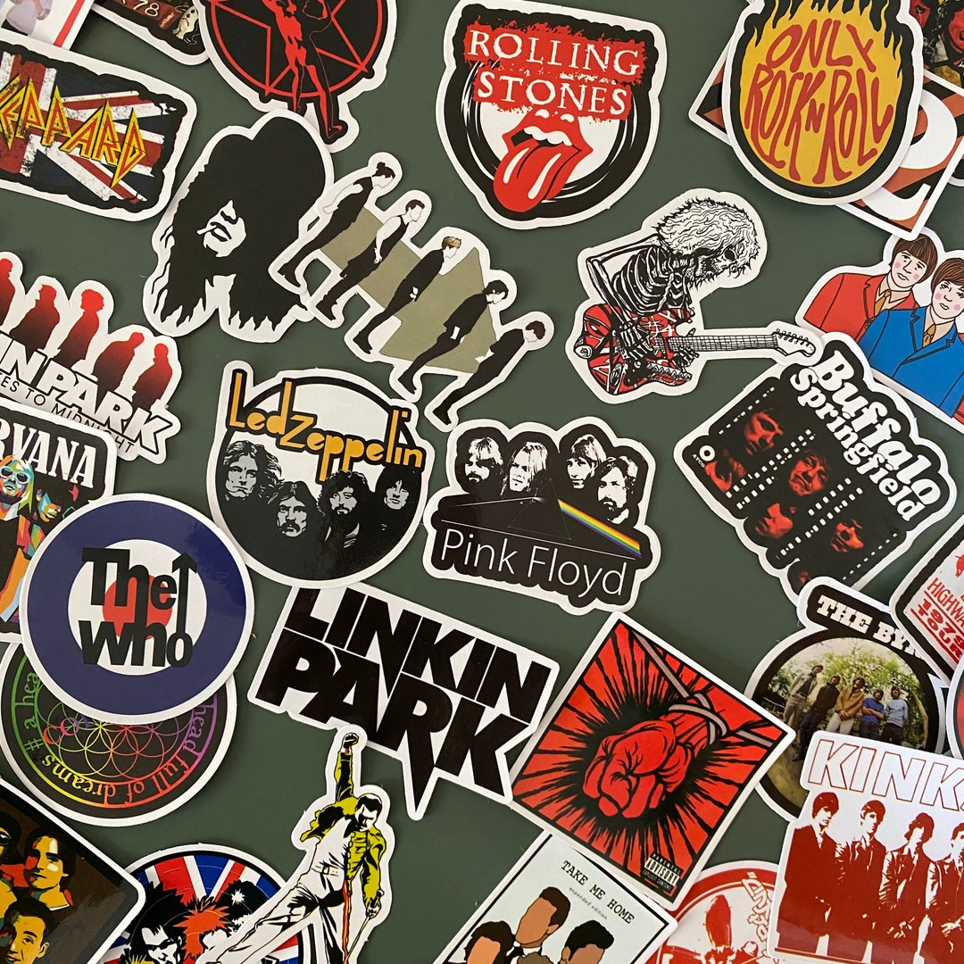 Lot 50 Rock Band Stickers - the Beatles - Led Zeppelin - Pink Floyd ...