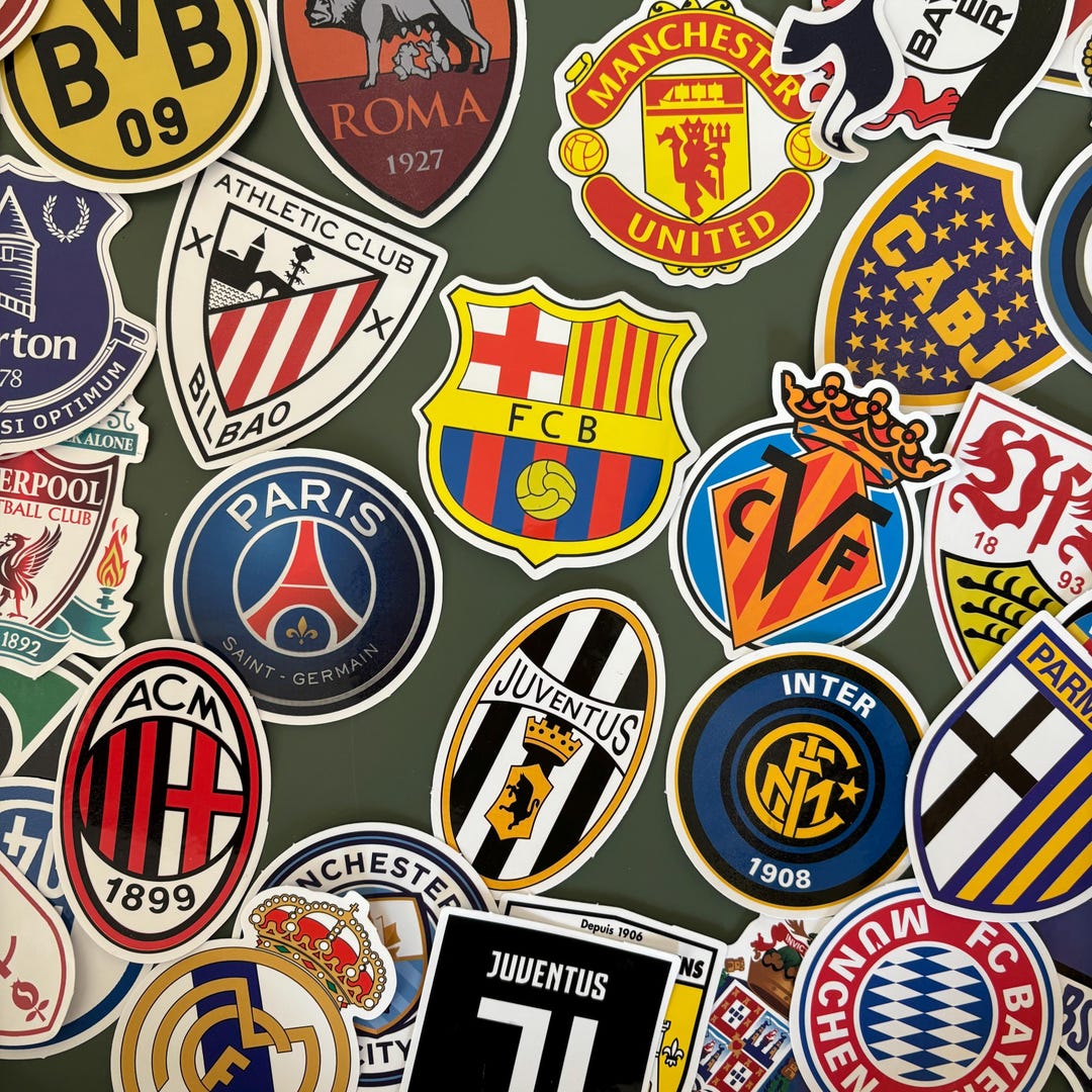 50 Football Club Stickers - Vinyl Stickers Bundle- Funny Stickers Pack ...