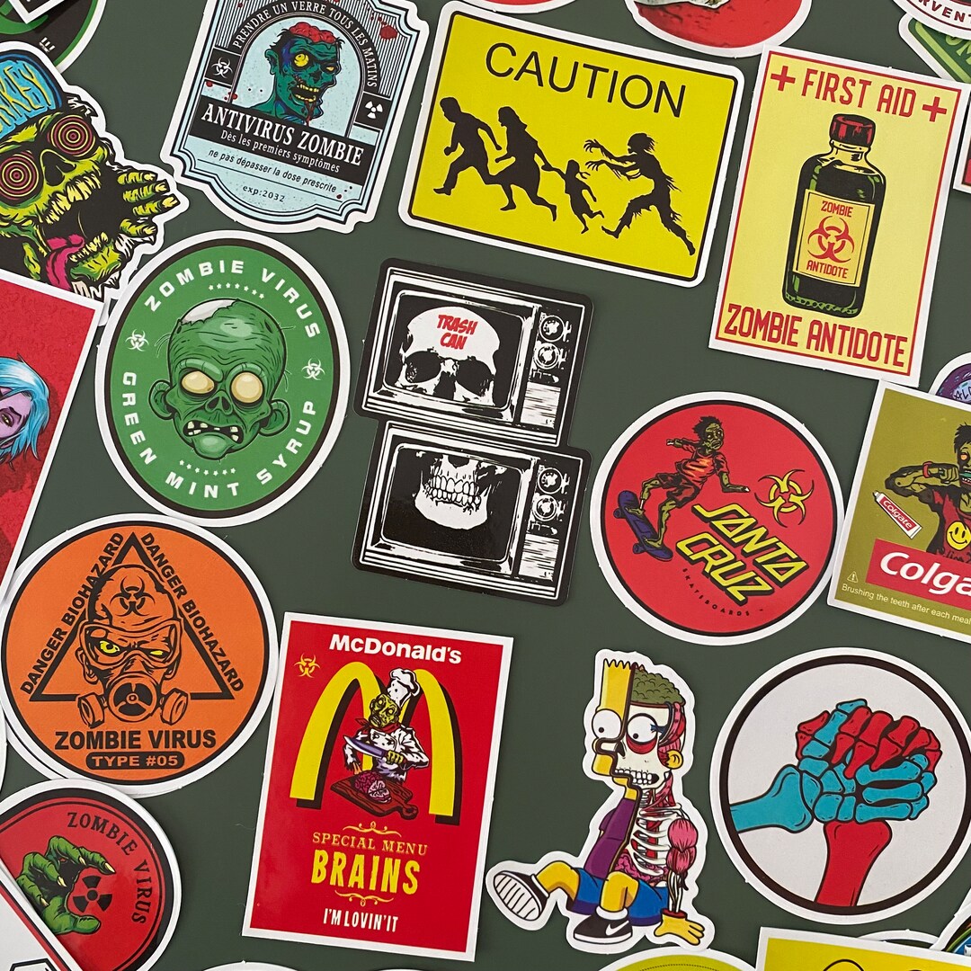 Lot of 50 Zombies Stickers - Virus - Catastrophe, Doomsday, Armageddon ...