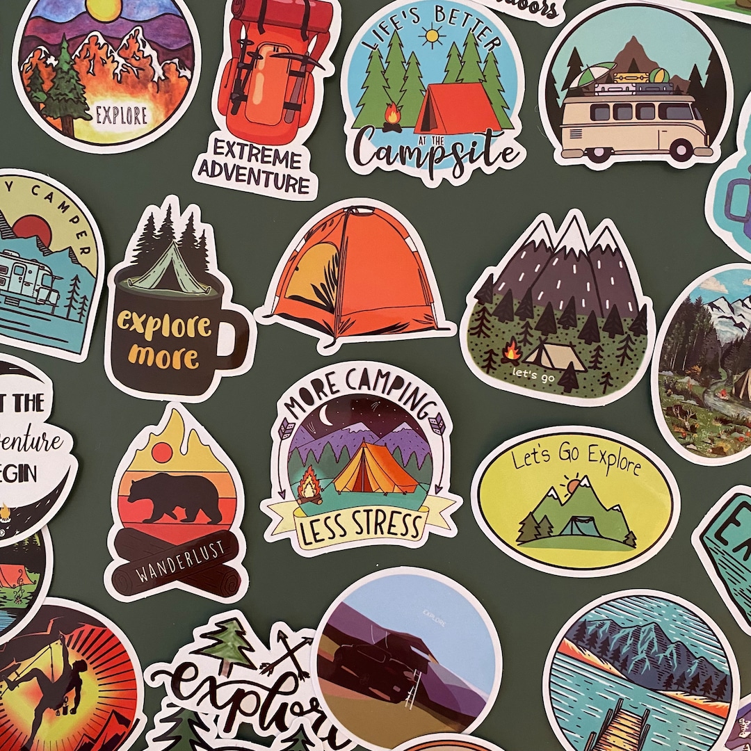 50 Camping Roadtrip & Outdoors Stickers - Vinyl Stickers Bundle- Funny ...