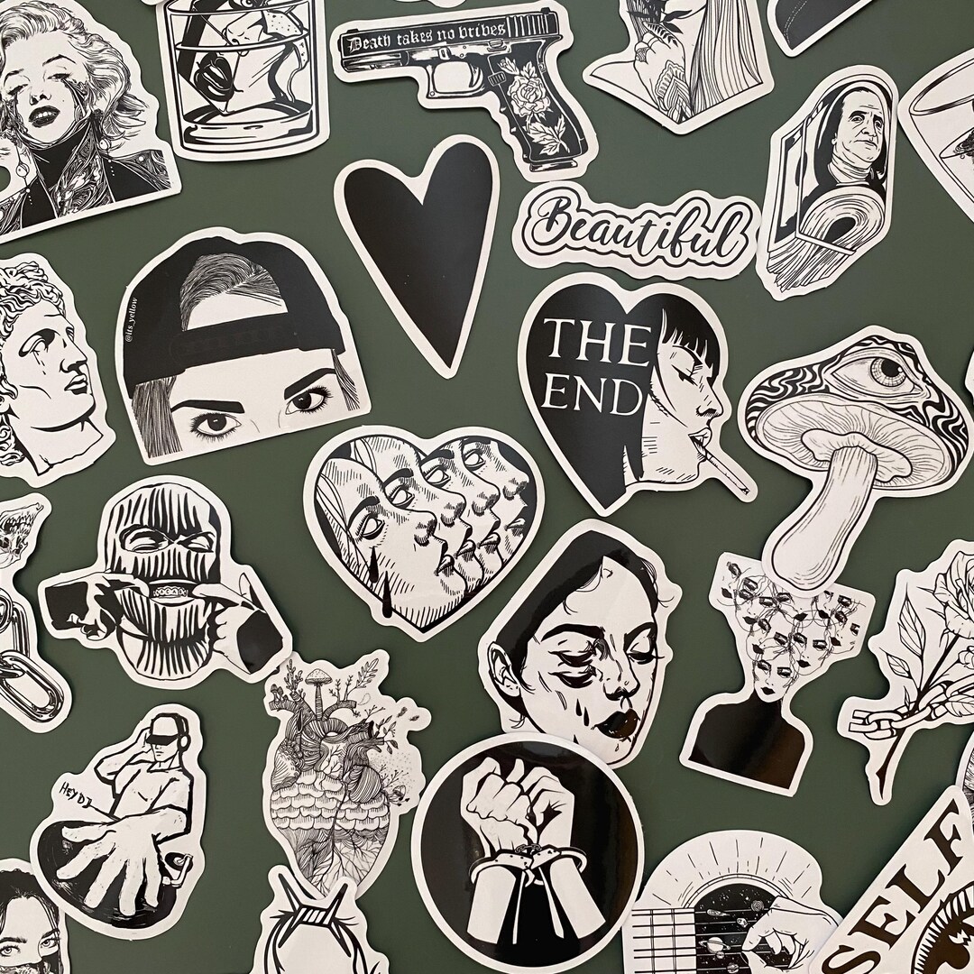 Darkness Romantic Black and White Stickers - Vinyl Stickers Bundle ...