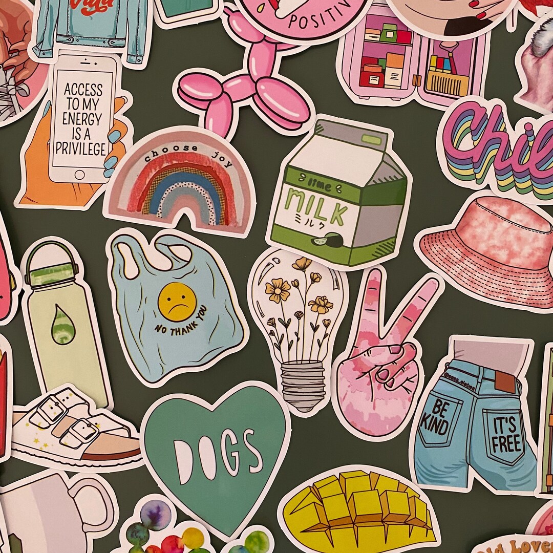 50 Stickers Stickers Daily- Funny Stickers Pack- - Aesthetic Cool Mixed ...