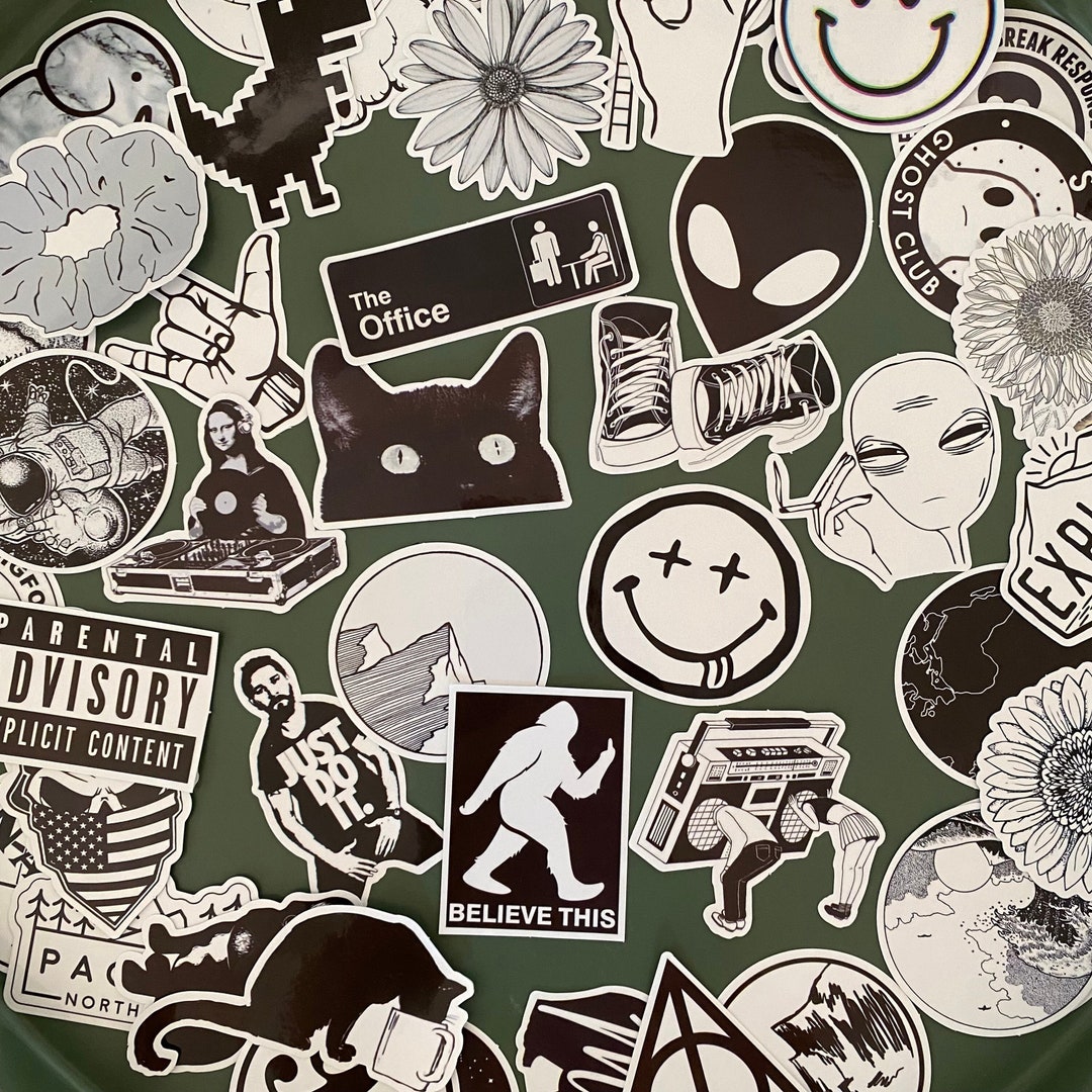 Black and White Stickers - Vinyl Stickers Bundle - Funny Stickers Pack ...