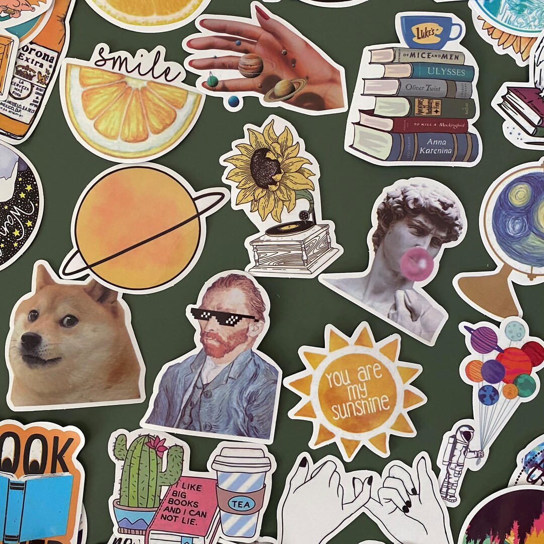 Pack 50 Stickers Variés Jaune vinyle Stickers Bundle Funny Stickers ...