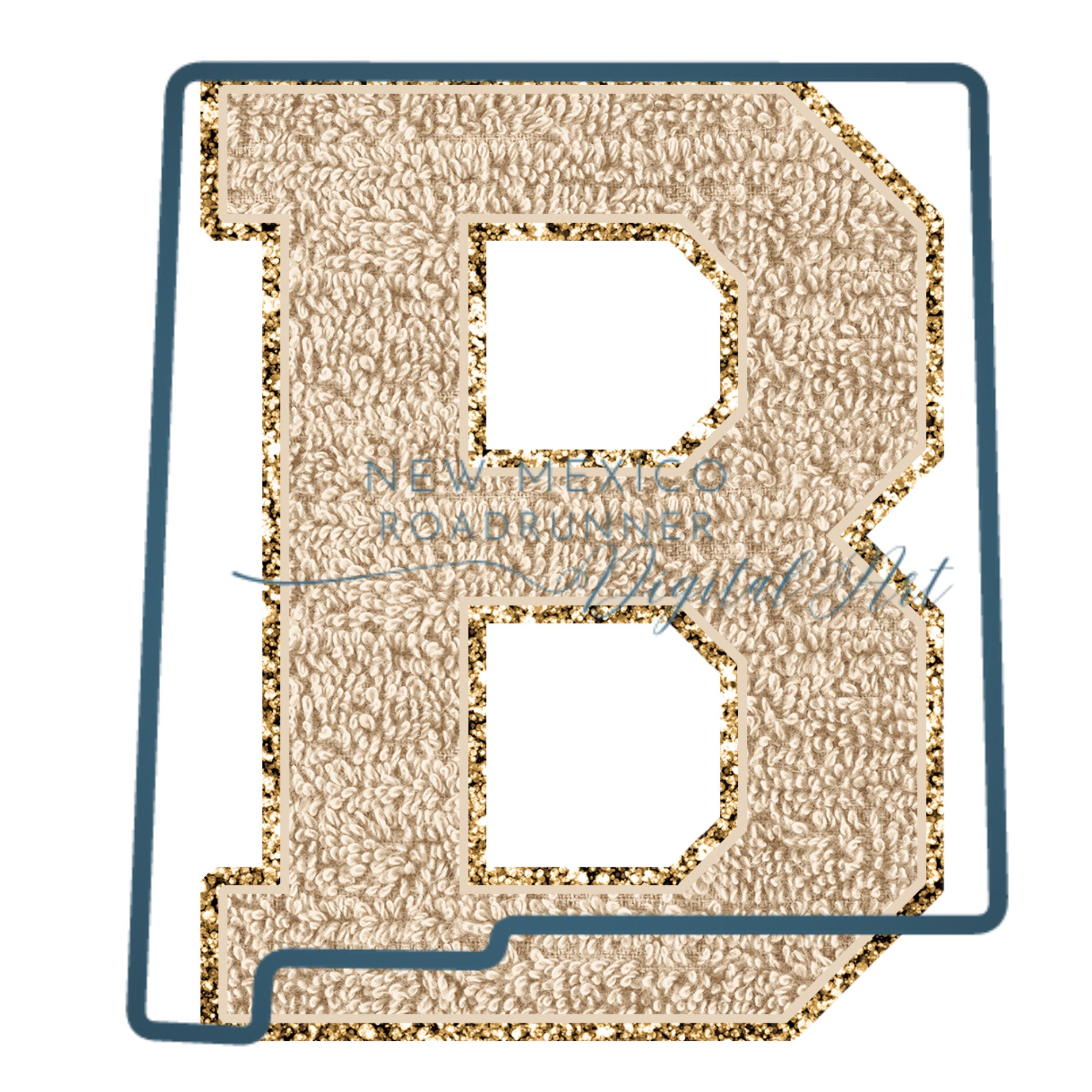 Beige With Gold Glitter Varsity Letter Patches Clip Art, PNG, Digital ...