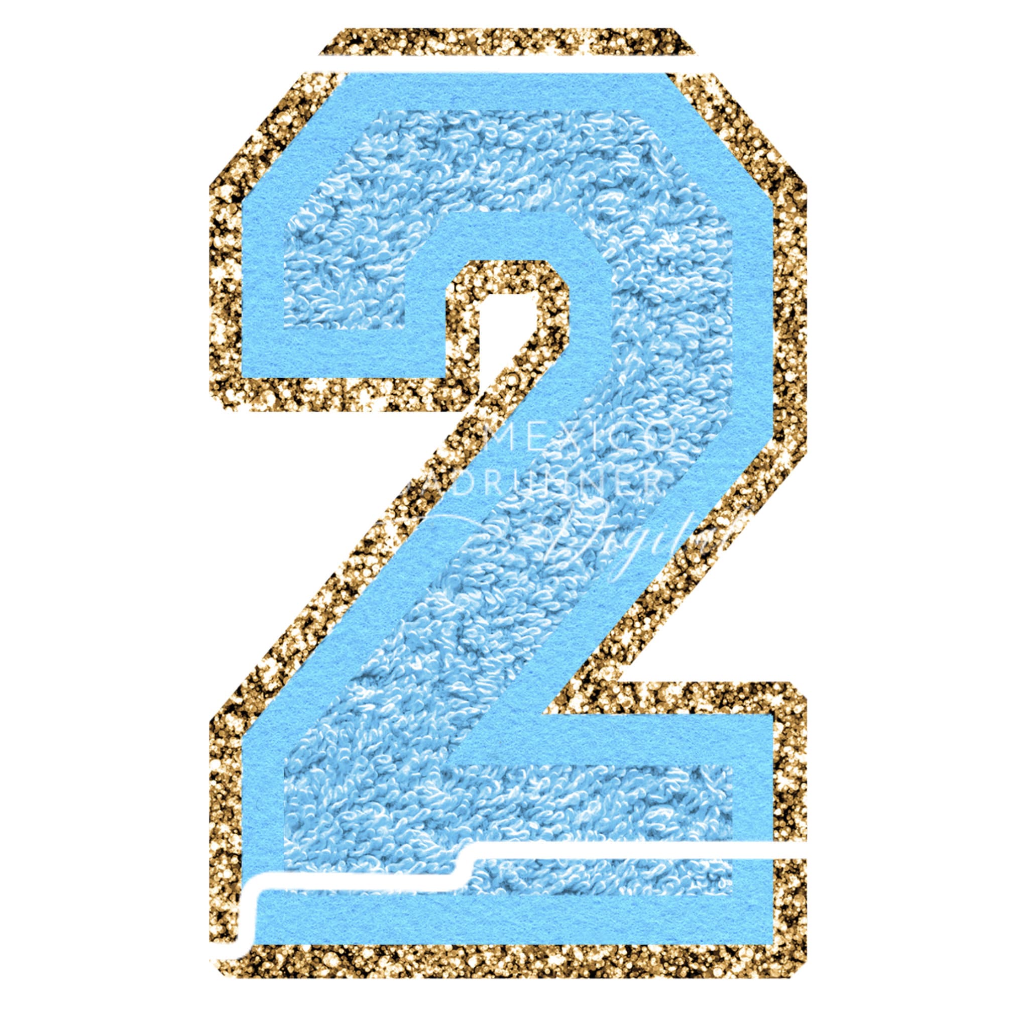 Sky Blue With Gold Glitter Varsity Letter and Number Patches Clip Art ...