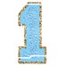 Sky Blue With Gold Glitter Varsity Letter and Number Patches Clip Art ...