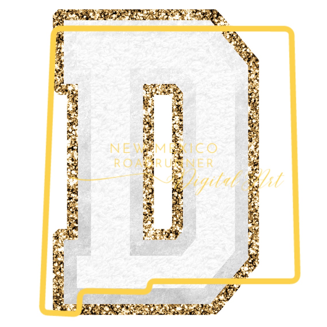 White With Gold Glitter Varsity Letter Patches Clip Art, PNG, Digital ...