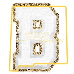 White With Gold Glitter Varsity Letter Patches Clip Art, PNG, Digital ...