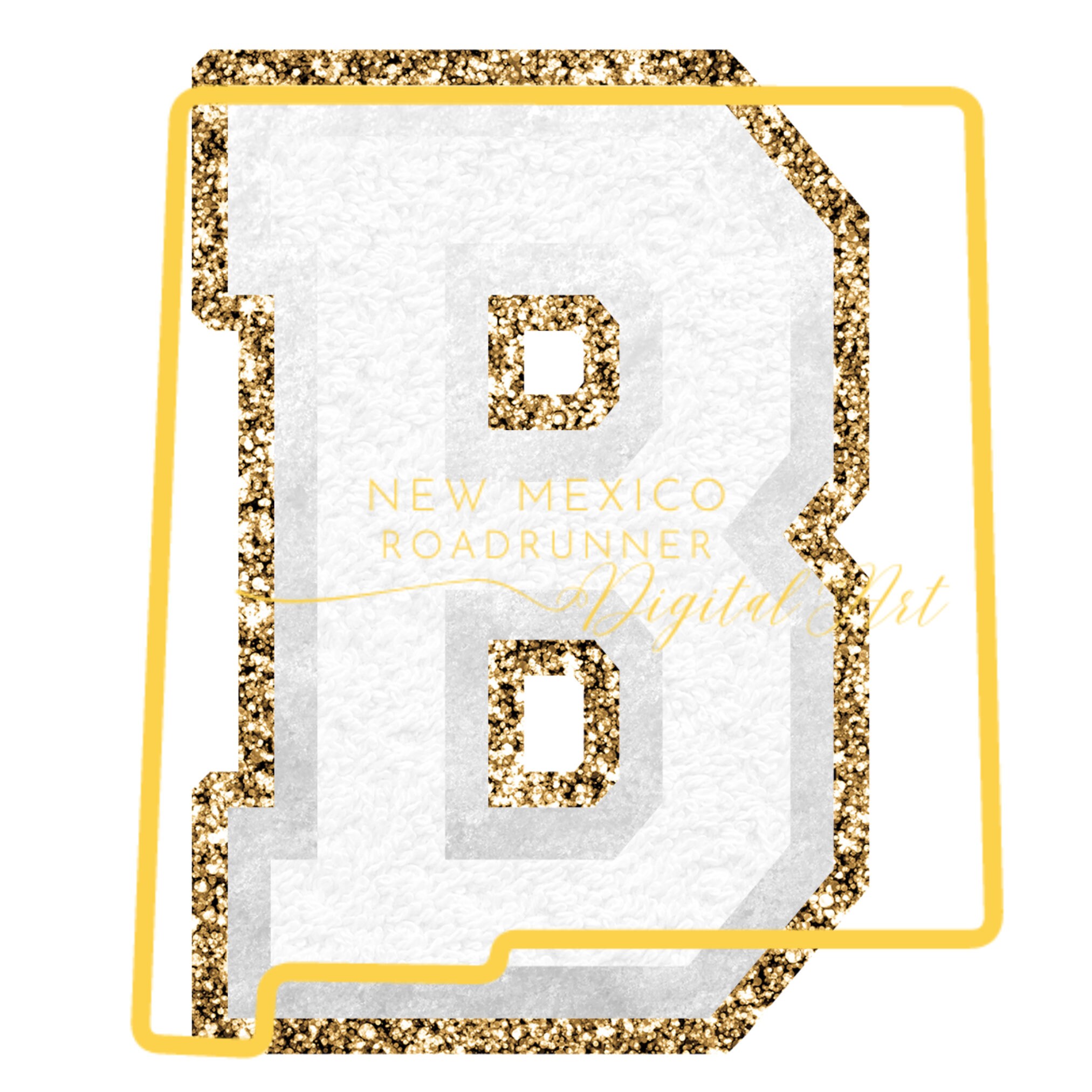 White With Gold Glitter Varsity Letter Patches Clip Art, PNG, Digital ...