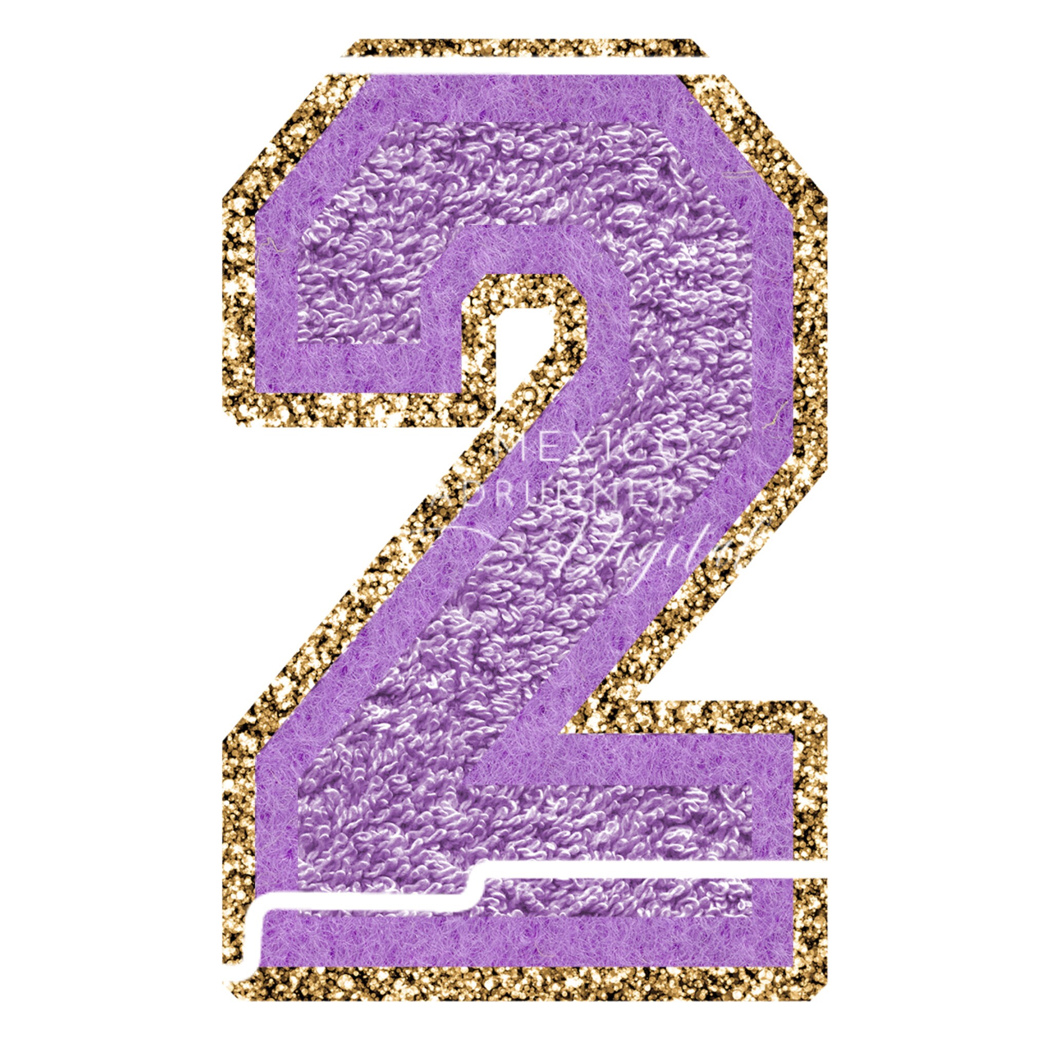 Purple With Gold Glitter Varsity Letter and Number Patches Digital ...