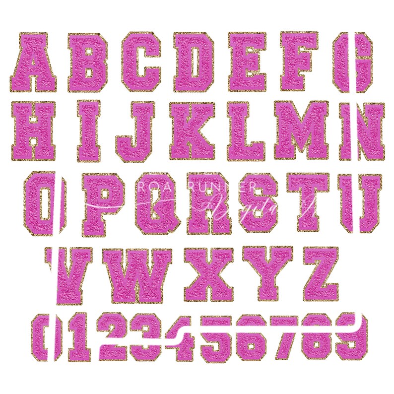 Hot Pink Varsity Letter Patches Digital Download - Etsy