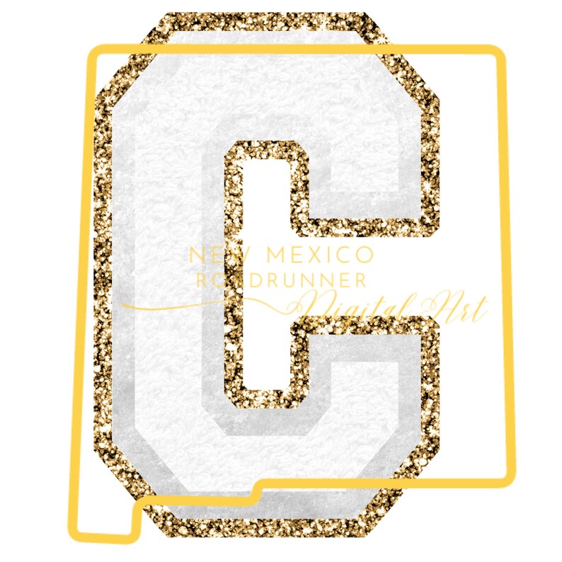 White With Gold Glitter Varsity Letter Patches Clip Art, PNG, Digital ...