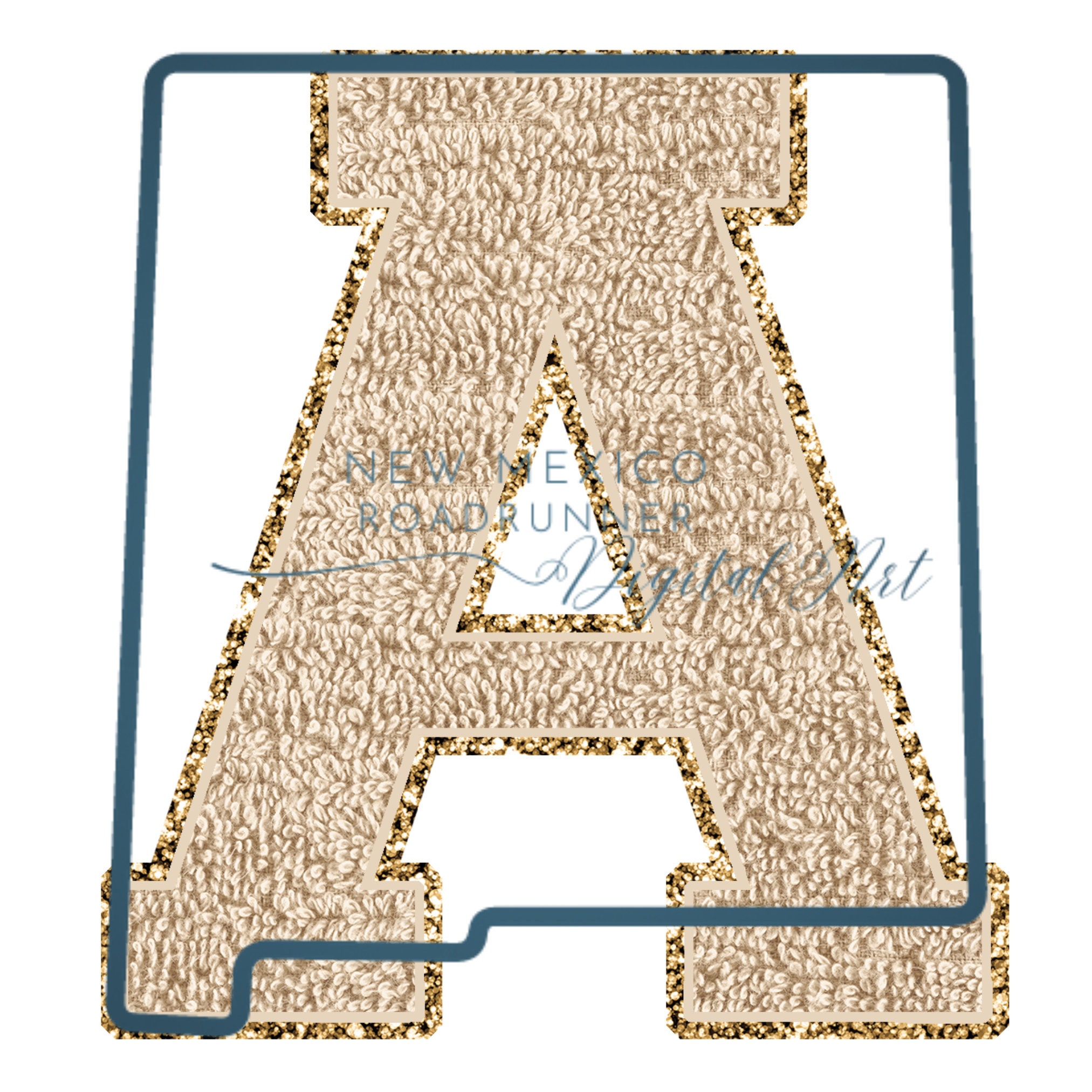 Beige With Gold Glitter Varsity Letter Patches Clip Art, PNG, Digital ...