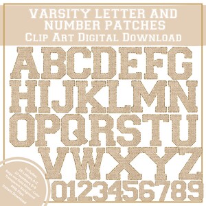 Beige With Gold Glitter Varsity Letter Patches Clip Art, PNG, Digital ...
