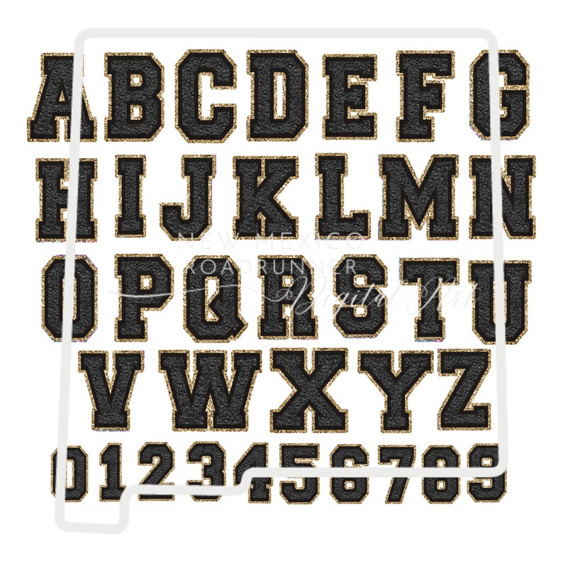 Black Varsity Letter and Number Patches Clip Art - Etsy