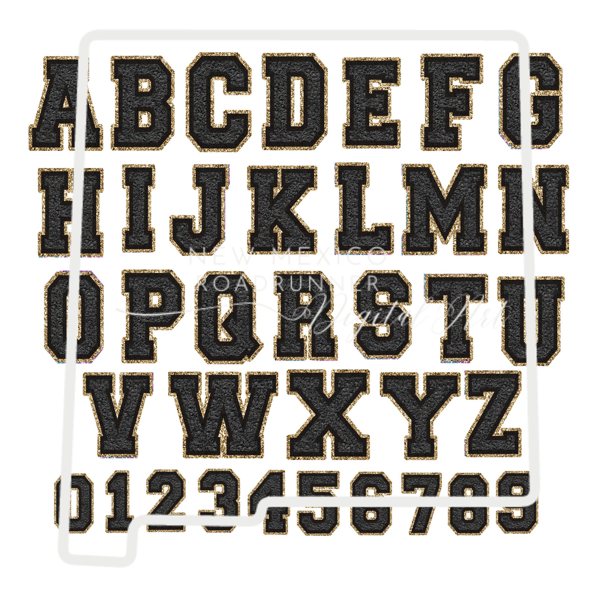 Black Varsity Letter and Number Patches Clip Art - Etsy