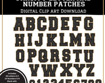 Varsity Letter and Number Clip Art, PNG, Digital Download Multicolor ...