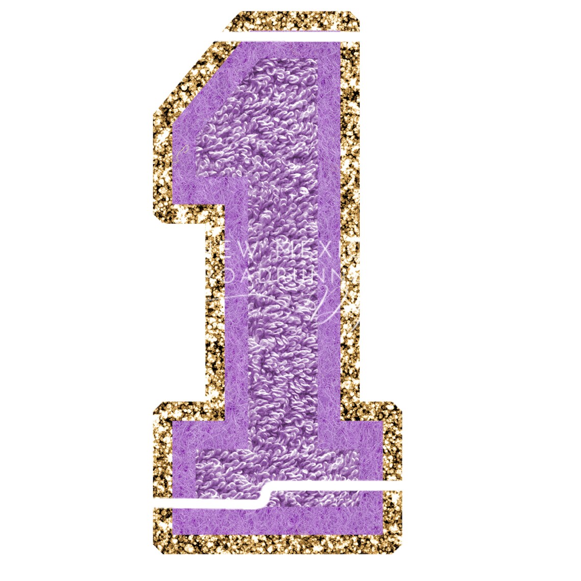 Purple With Gold Glitter Varsity Letter and Number Patches Digital ...