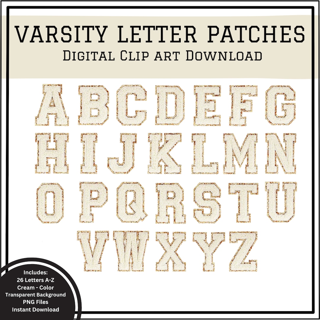 Cream Varsity Letter Patches Digital Download - Etsy