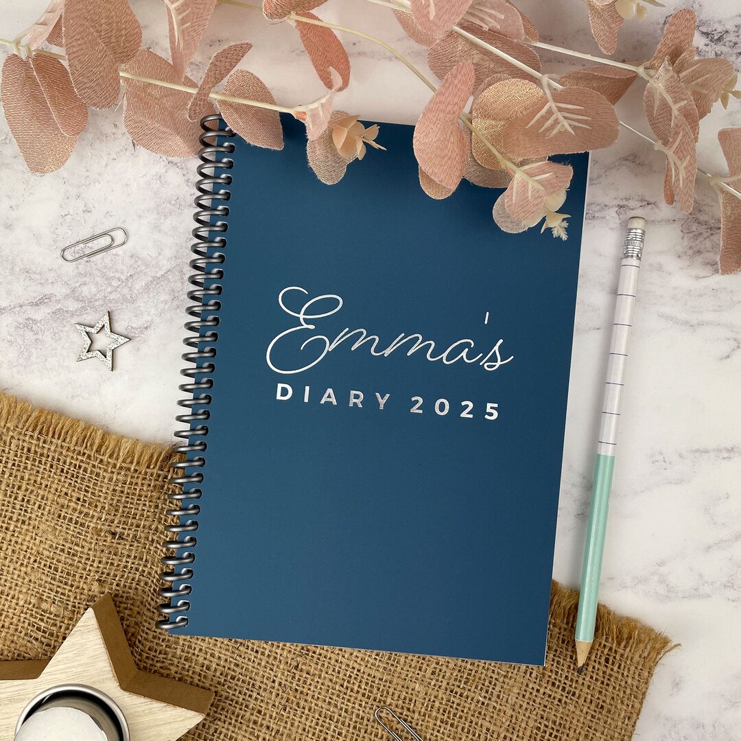 2025, A5, Personalised Diary, Week to View, Foiled, Personalised Cover ...
