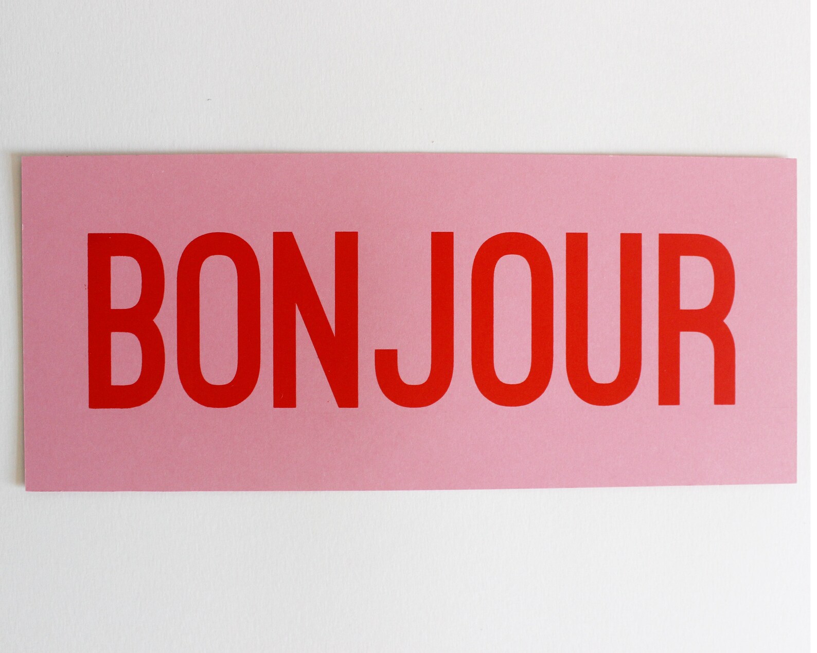 Bonjour print red wall art landscape print typography print | Etsy