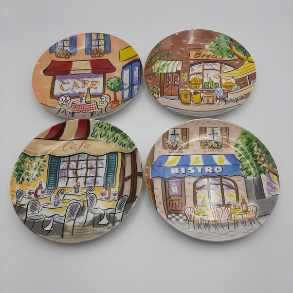 1983 vintage plates Set of 4 Avon China Cafe Bistro | Etsy