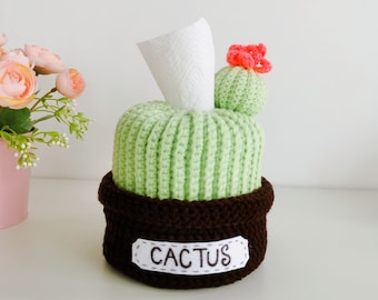 Hand Knitted Tissue Box Cover, Cactus, Home Decor, Crochet Tissue Box ...