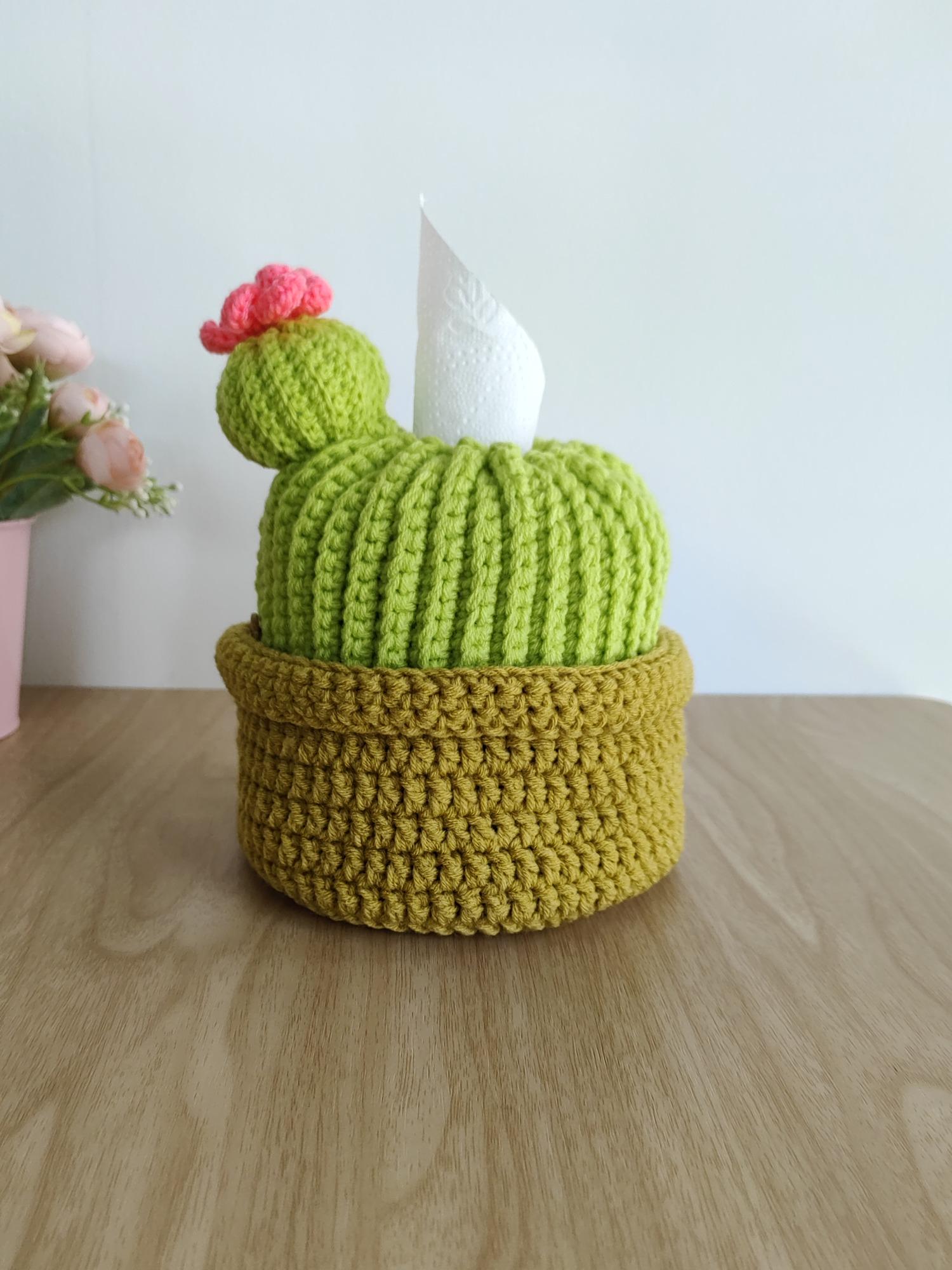Hand Knitted Tissue Box Cover, Cactus, Home Decor, Crochet Tissue Box ...