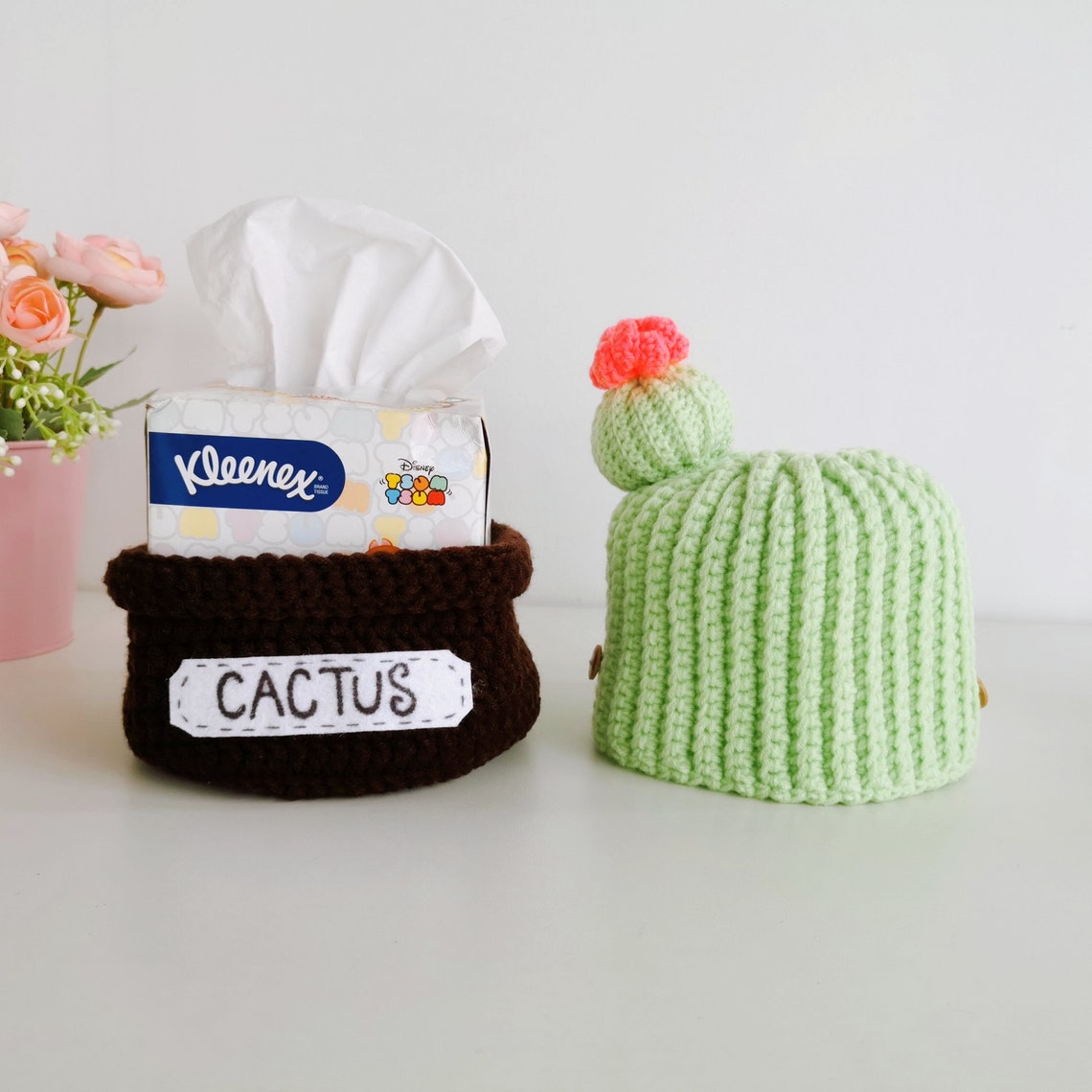 Hand Knitted Tissue Box Cover, Cactus, Home Decor, Crochet Tissue Box ...