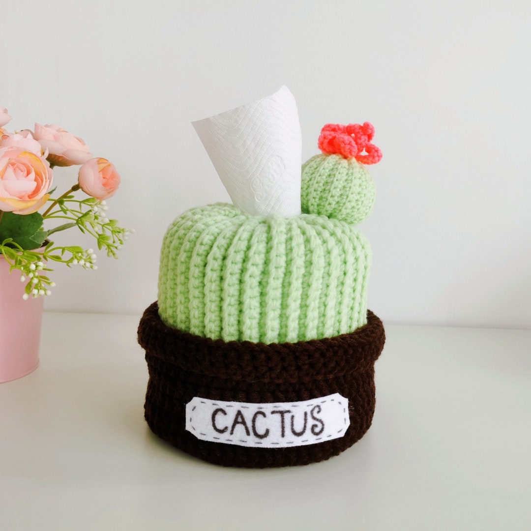 Hand Knitted Tissue Box Cover, Cactus, Home Decor, Crochet Tissue Box ...