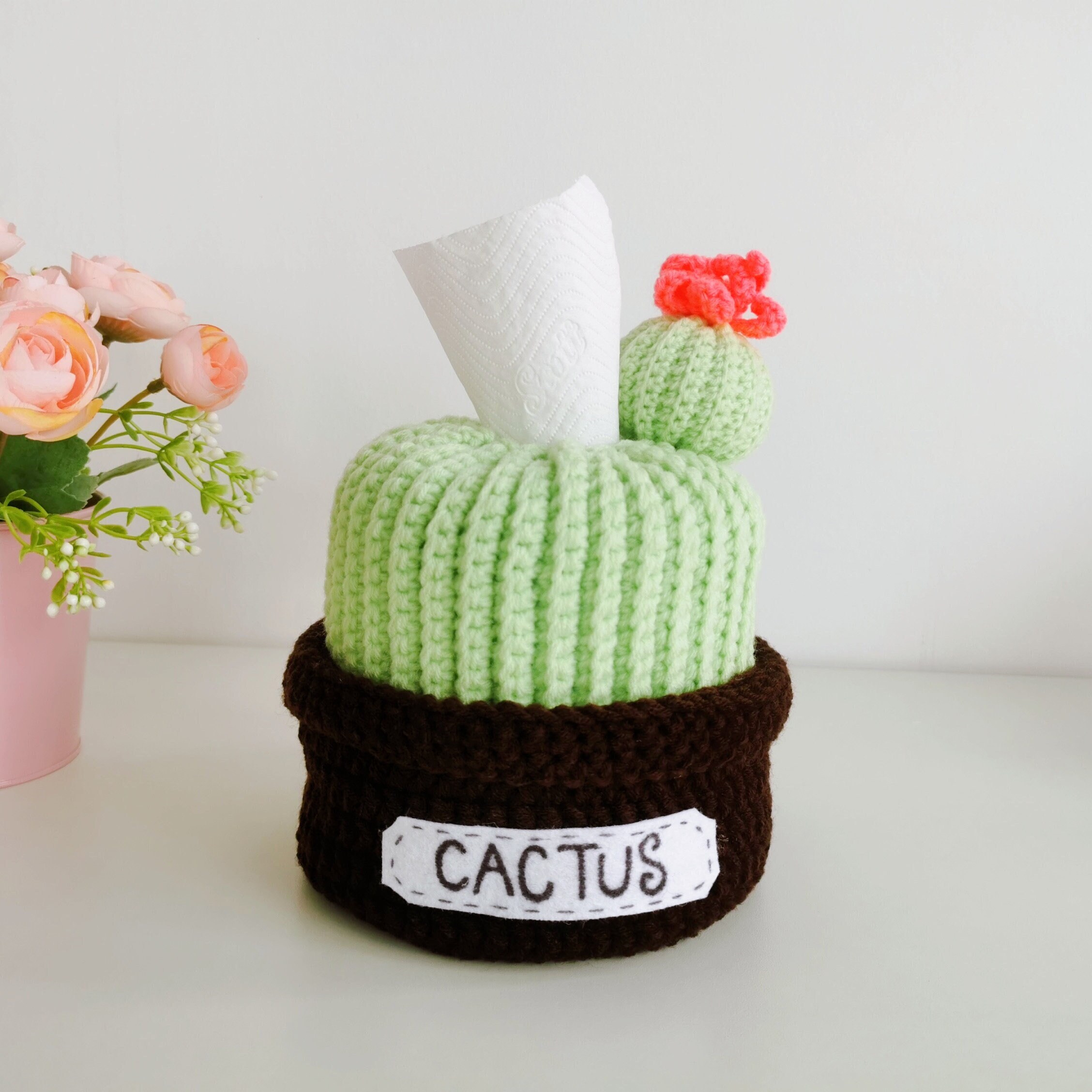 Hand Knitted Tissue Box Cover, Cactus, Home Decor, Crochet Tissue Box ...