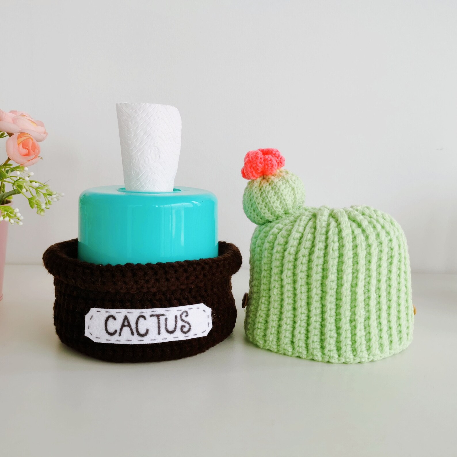 Hand Knitted Tissue Box Cover, Cactus, Home Decor, Crochet Tissue Box ...