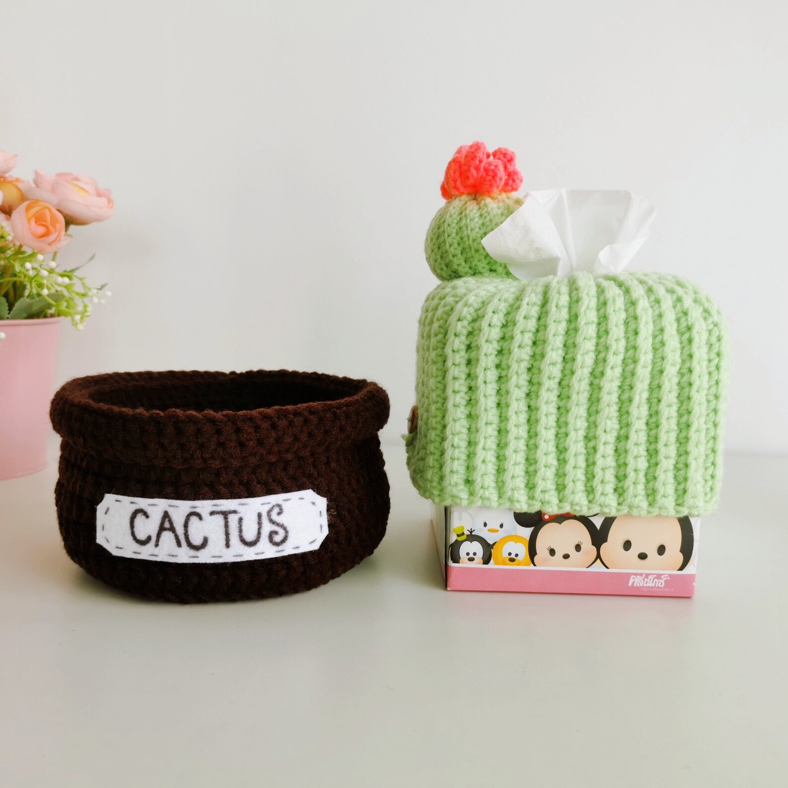 Hand Knitted Tissue Box Cover, Cactus, Home Decor, Crochet Tissue Box ...
