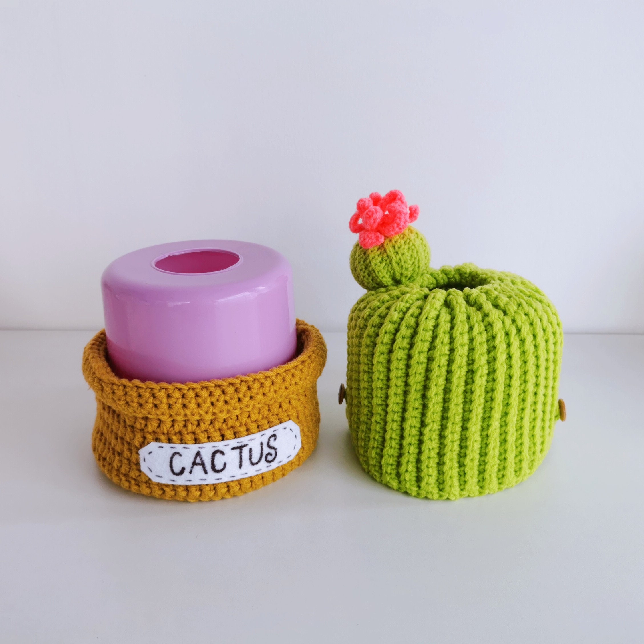 Hand Knitted Tissue Box Cover, Cactus, Home Decor, Crochet Tissue Box ...