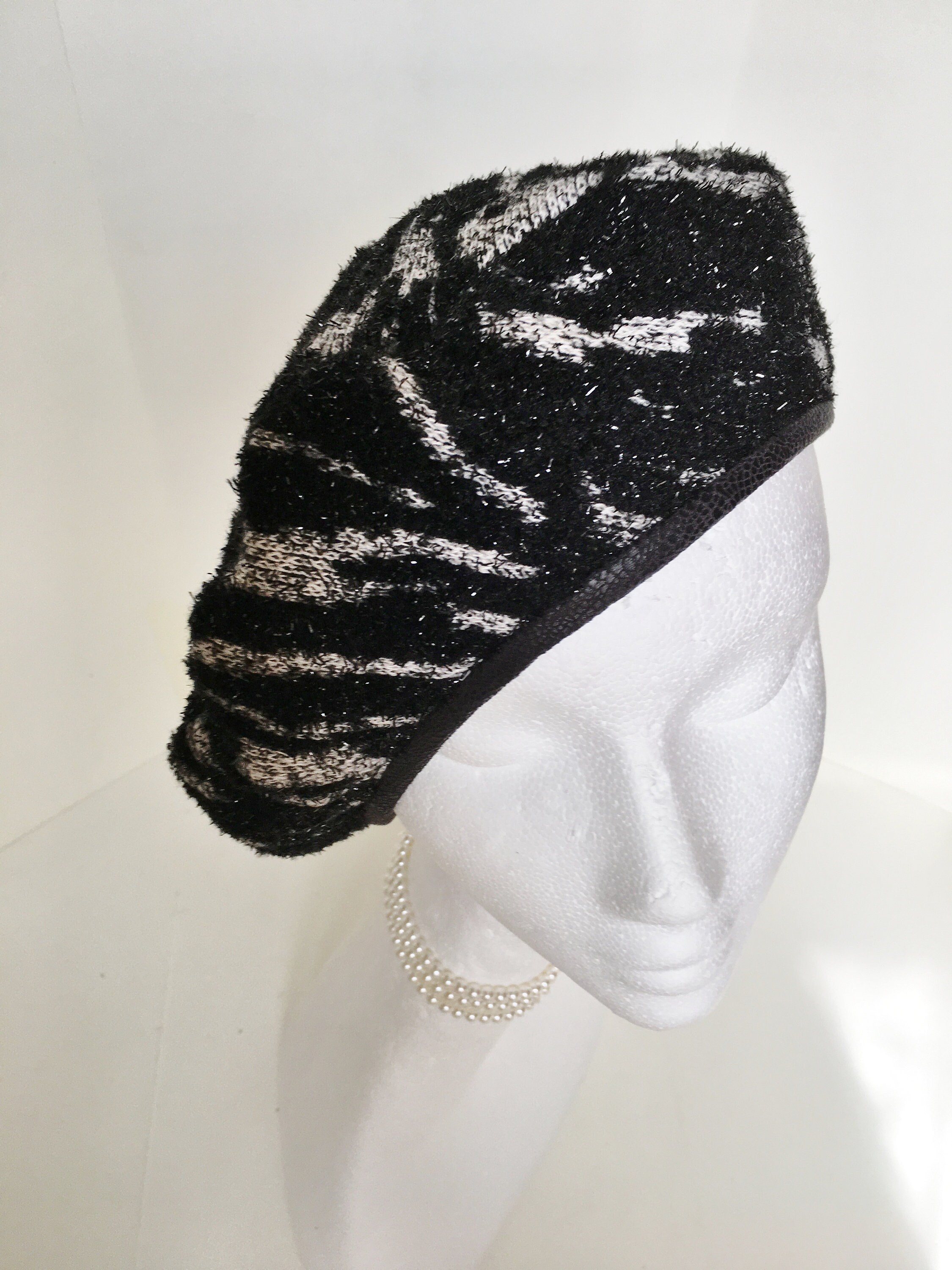 Anouk Zebra Print Beret With Faux Leather Trim - Etsy