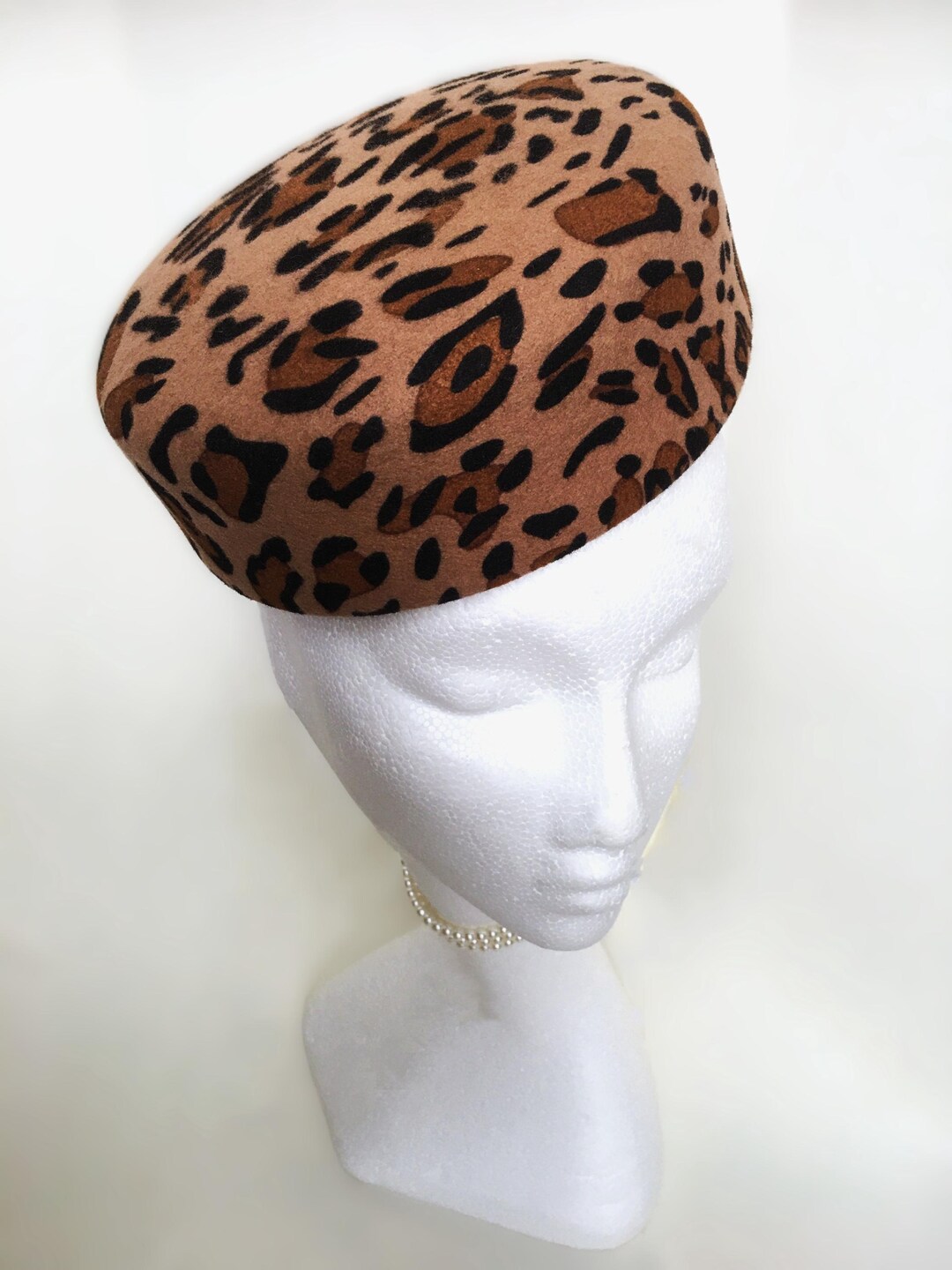 Grace - Hand Blocked Wool Leopard Print Pillbox Hat - Etsy