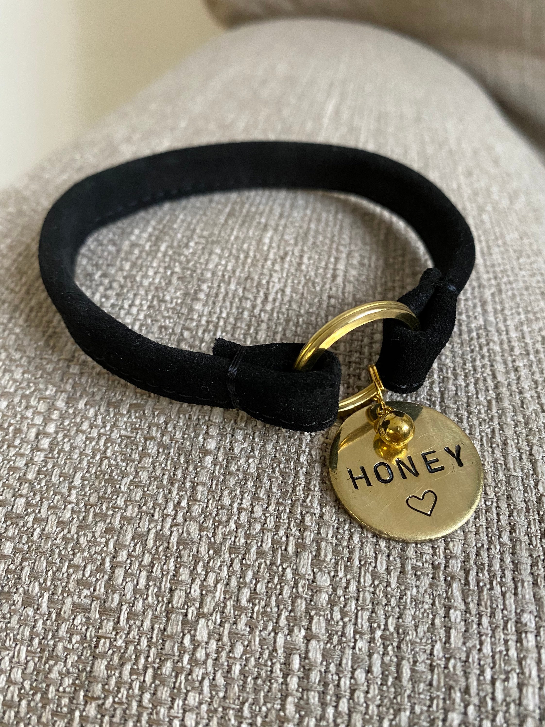 Genuine Leather ID Tag Collar for Cats and Dogs - Etsy