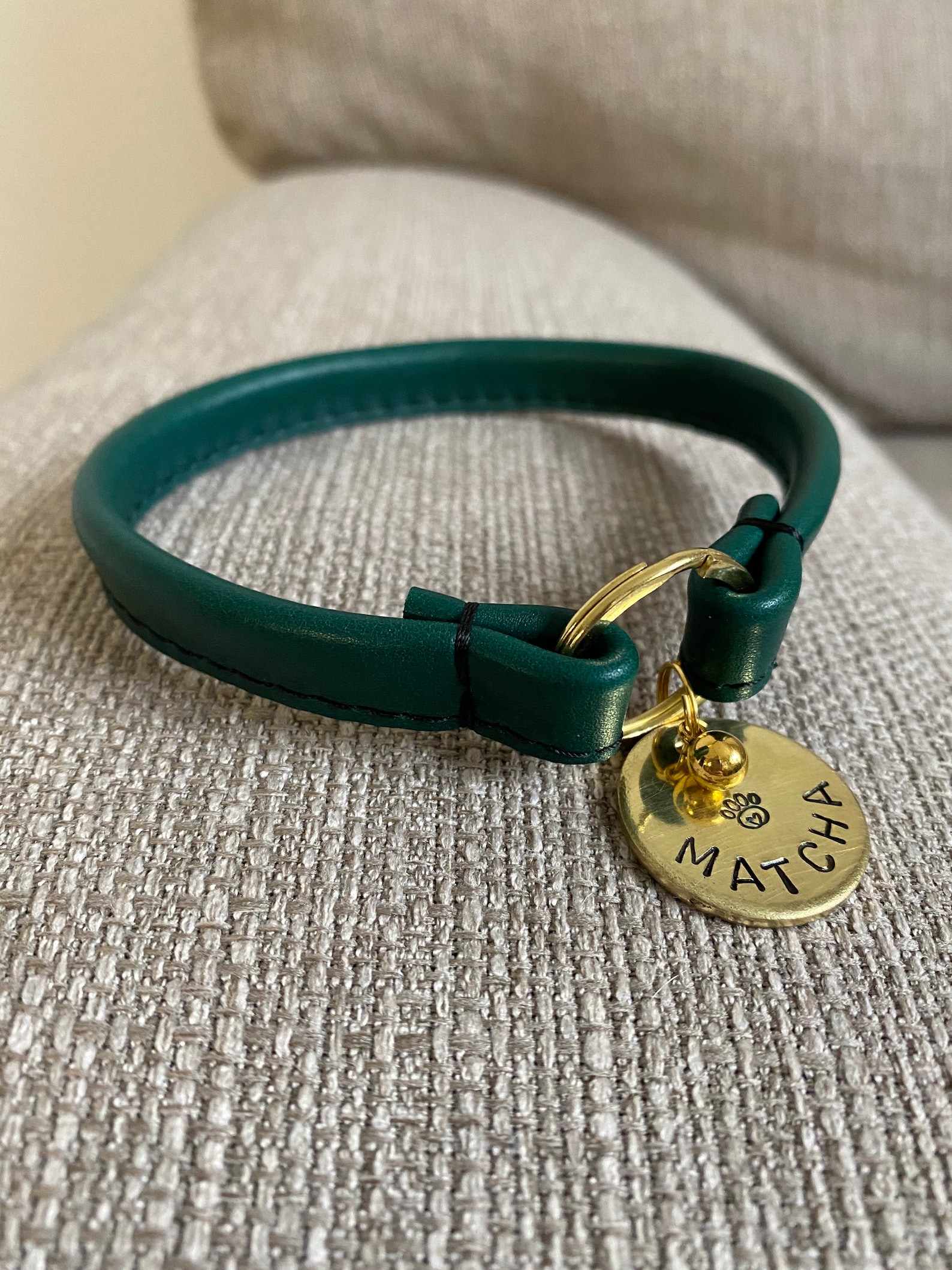 Genuine Leather ID Tag Collar for Cats and Dogs - Etsy