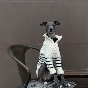Half Zip Knitted Sweater for Italian Greyhounds and Whippets . Handmade ...