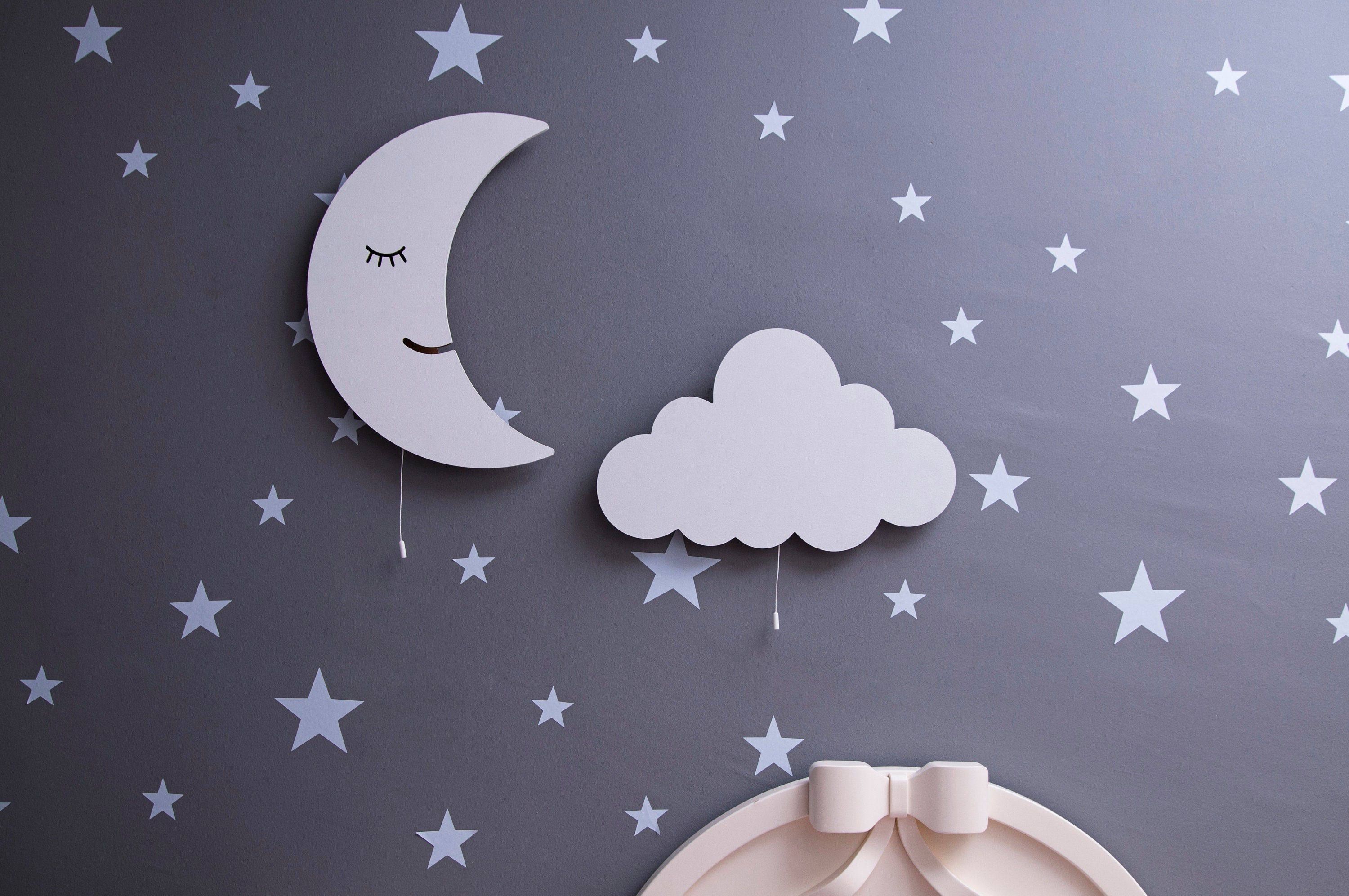 Personalized Wooden Moon WALL LIGHTING / Customized Gift / Nursery ...