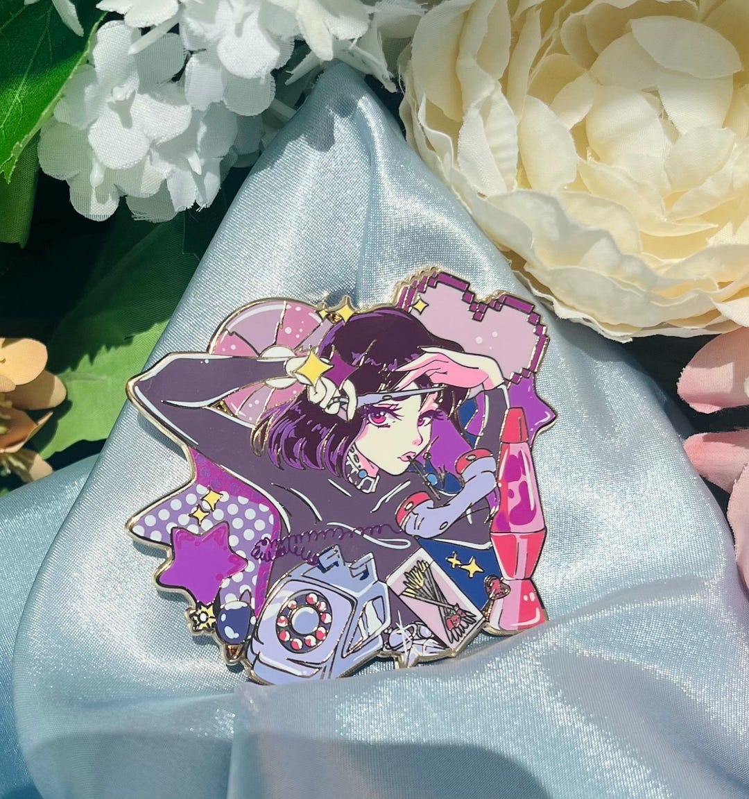 90’s Inspo Fantasy Girl Anime Enamel Pin, Gold Plated - Etsy