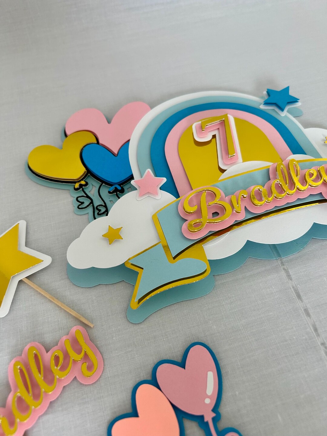 Rainbow Cake Topper - Etsy