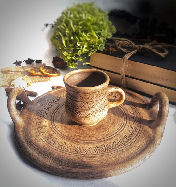 Rustic Mugs and Tray Coffee Mugs 150 Ml Mug Sets Christmas | Etsy