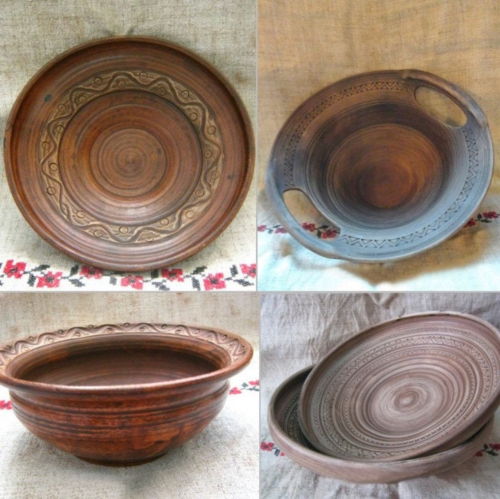 Modern Rustic Pottery Plate Serving Bowl Terracotta Fruits - Etsy